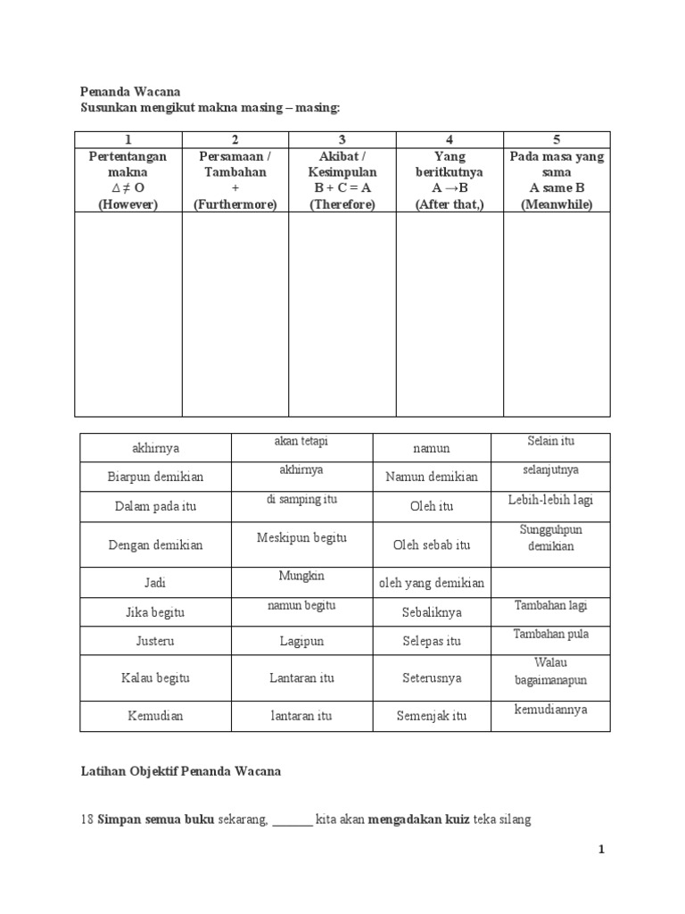 Penanda Wacana - latihan | PDF
