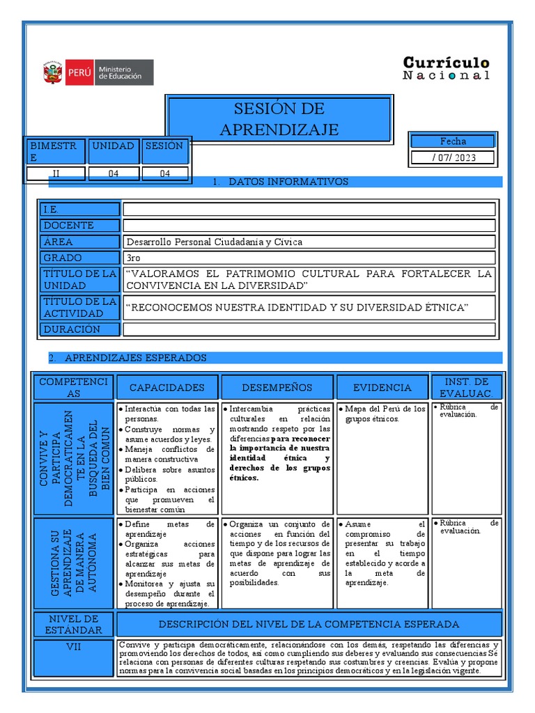 Iv DPCC 3° Sesión 04 (Unidad 04) | Descargar gratis PDF | Evaluación | Aprendizaje