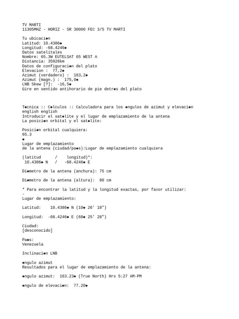 EUTELSAT 65 WEST A - casi Igual Star One C1 (65.3° | PDF