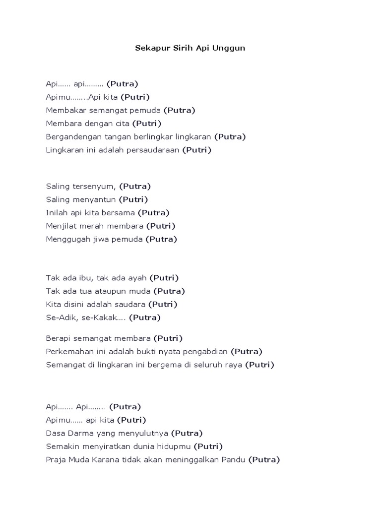 Sekapur Sirih Api Unggun | PDF
