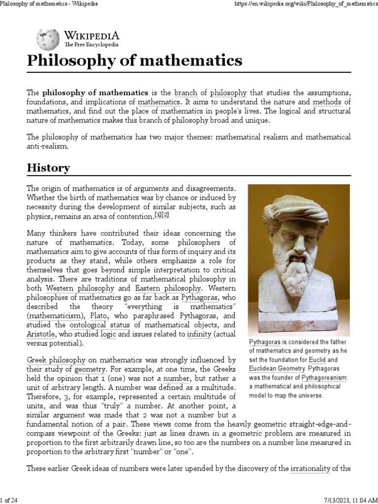 Philosophy of Mathematics Overview | PDF | Mathematics | Axiom