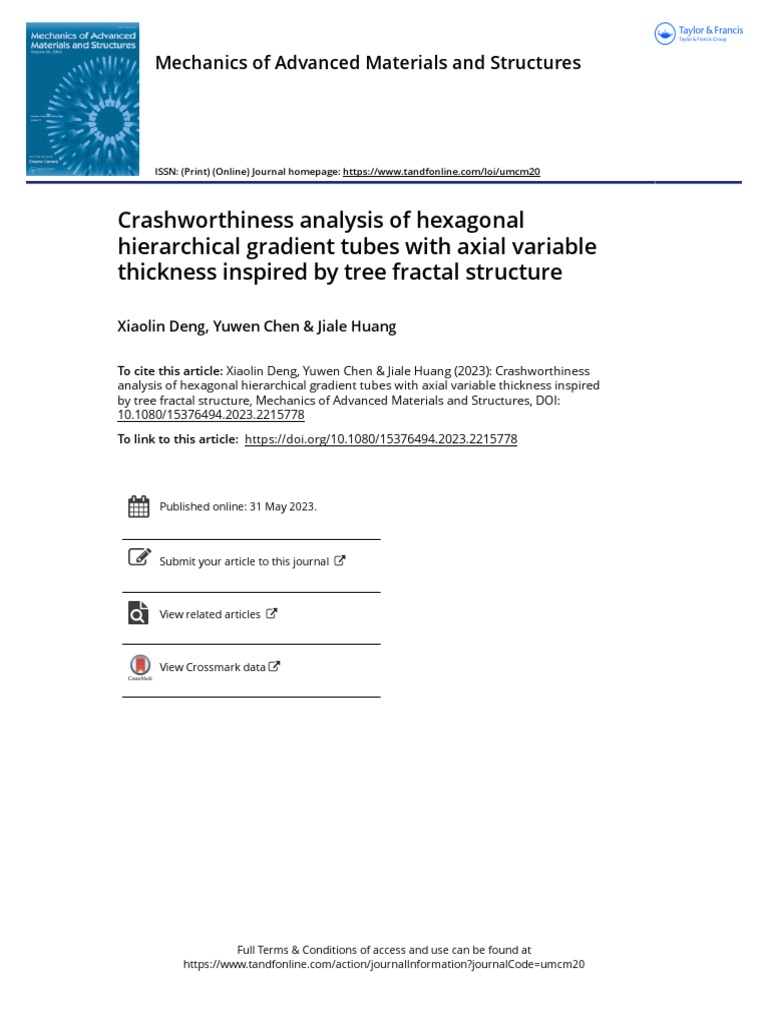 Crashworthiness Analysis of Hexagonal Hierarchical Gradient Tubes With ... Crashworthiness Analysis of Hexagonal Hierarchical Gradient Tubes With ...