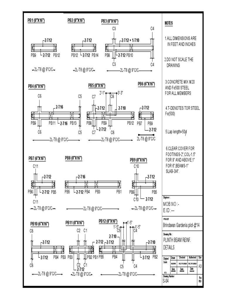 BG-#14-Plinth Beam Reinf - Details | PDF