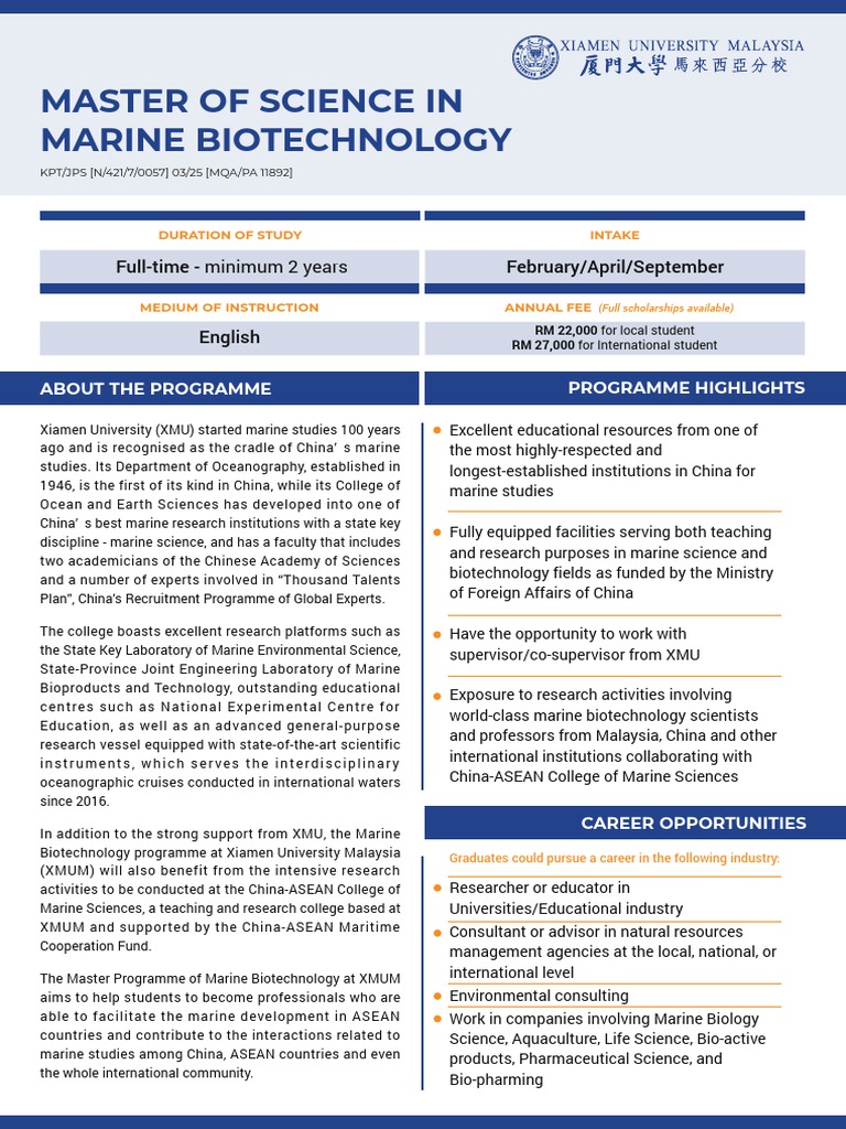 Master of Science in Marine Biotechnology | PDF | Academic Degree | Science