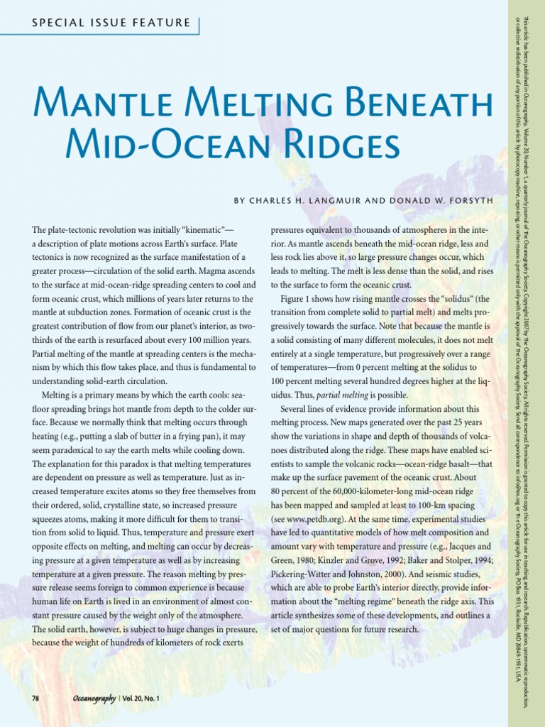 Mantle Melting Beneath Ridges | PDF | Magma | Plate Tectonics