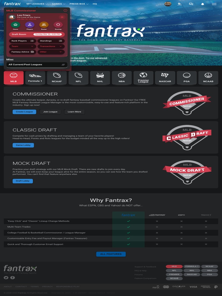 Fantasy Baseball League MLB Commissioner, Fantrax | PDF | Sports