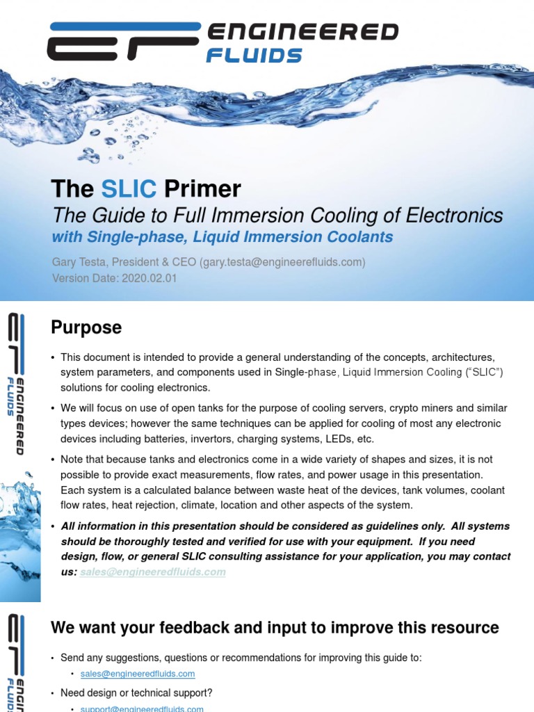 Engineered Fluids - Single-Phase Liquid Immersion Cooling Primer ...