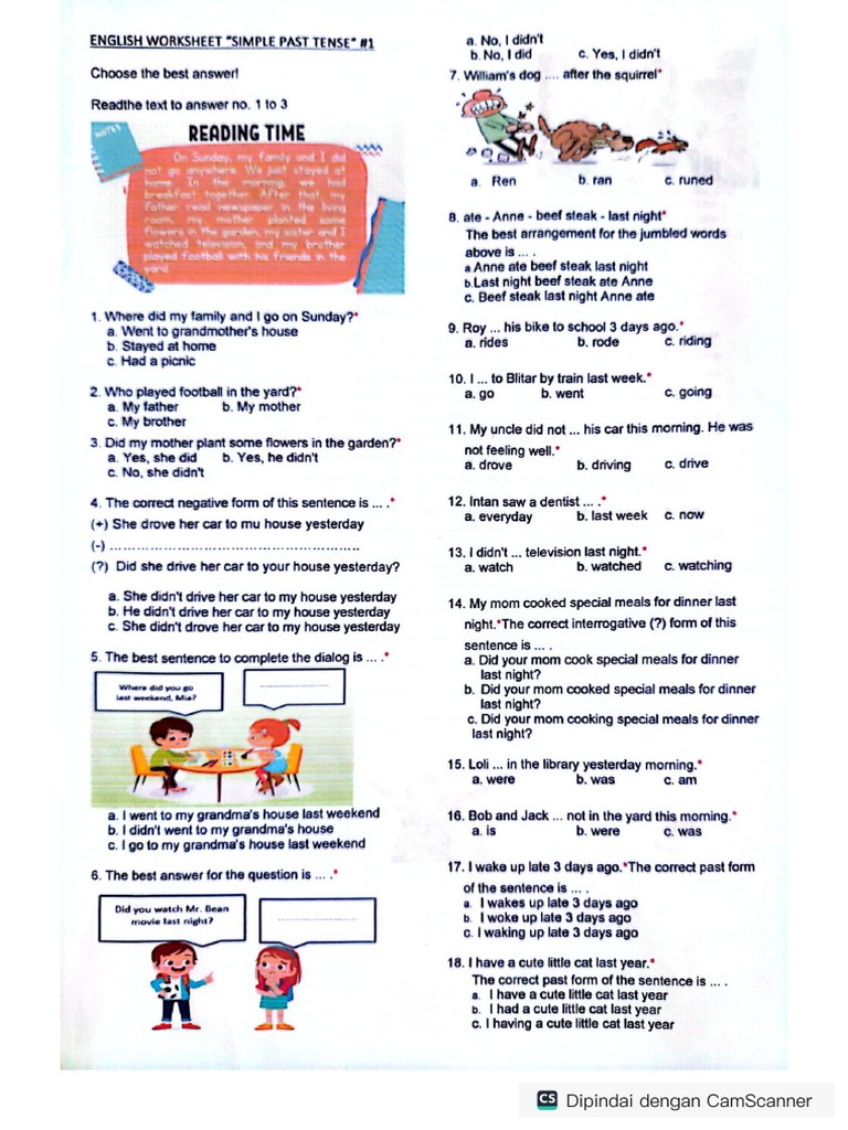 Worksheet Simple Past Tense Kls 5 | PDF