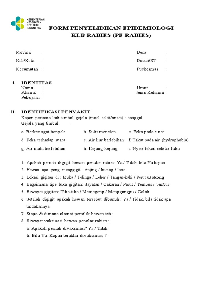 Form Pe Klb Rabies Pdf