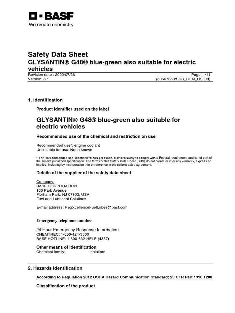 GLYSANTIN+G48+bg+IN 000000000030667689 SDS GEN US en 8-1 | PDF | Toxicity | Solubility