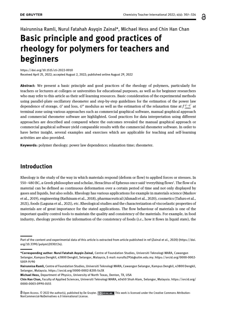 Fundamentals of Polymer Rheology | PDF | Viscoelasticity | Elasticity (Physics)