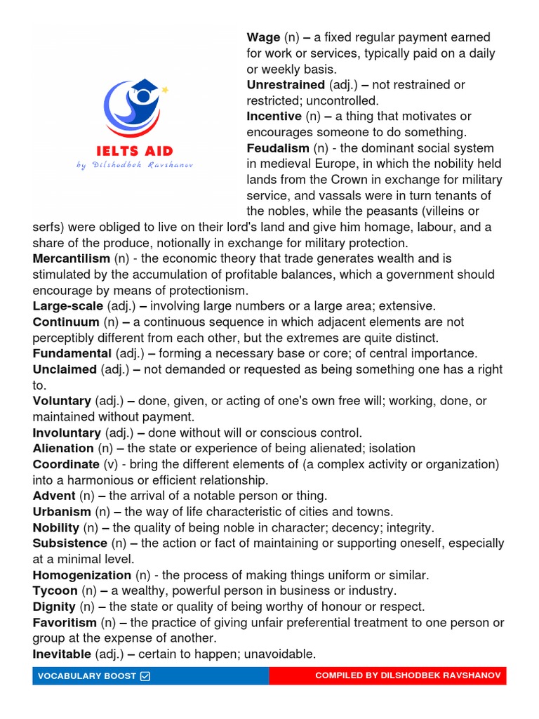 Essential Vocabulary for Economic Concepts | PDF | Serfdom | Economies