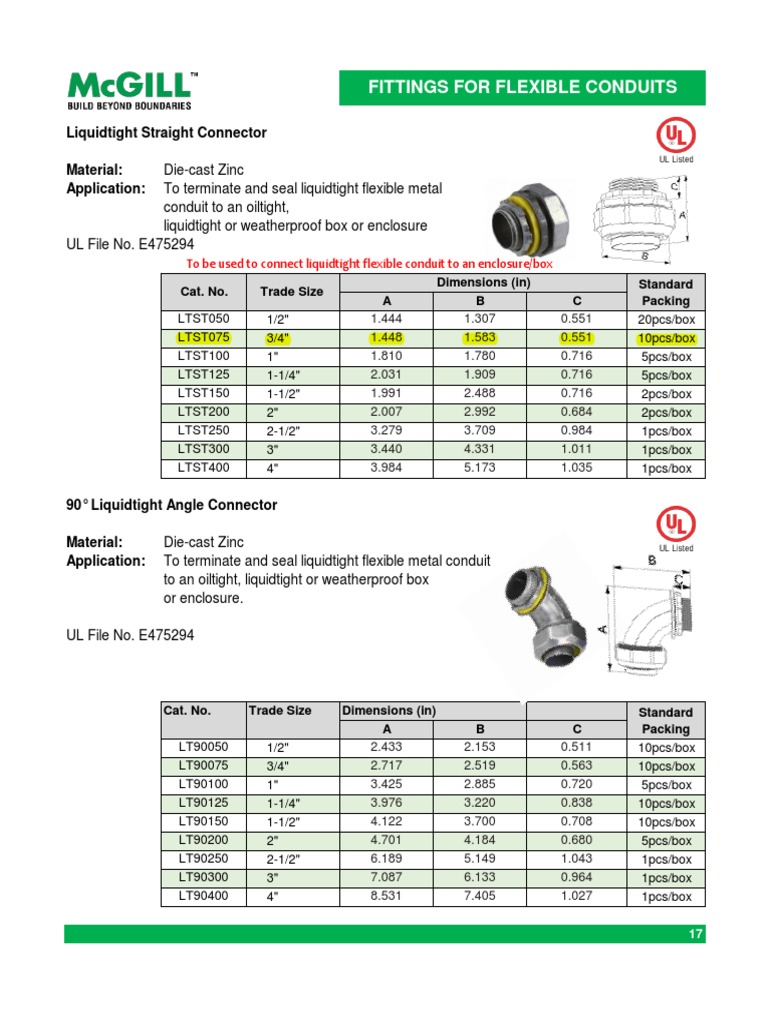MC Gill - LQT Straight Connector | PDF