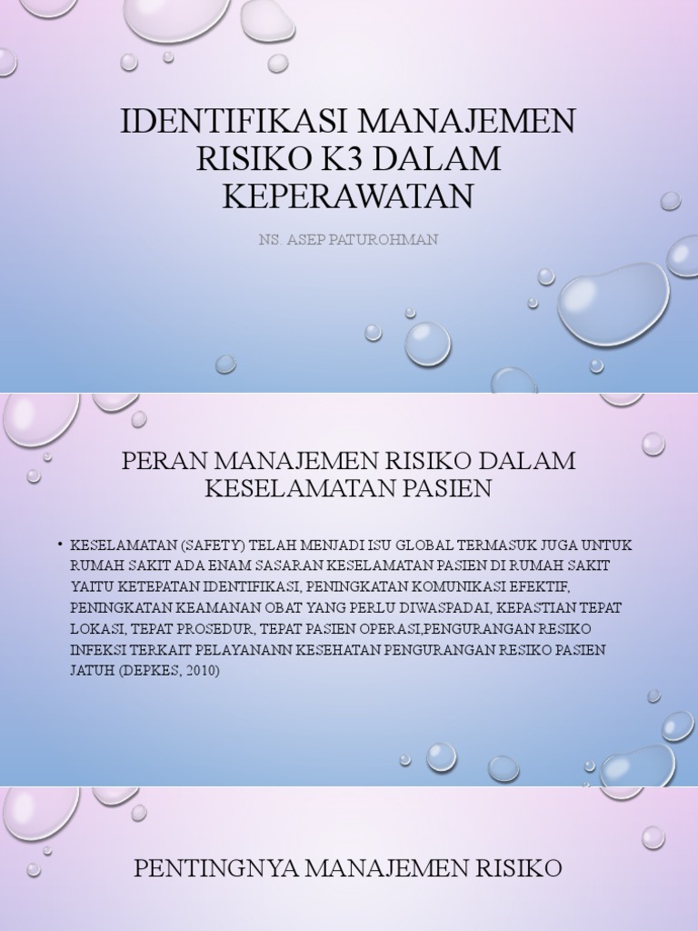 Identifikasi Manajemen Risiko K3 Dalam Keperawatan | PDF