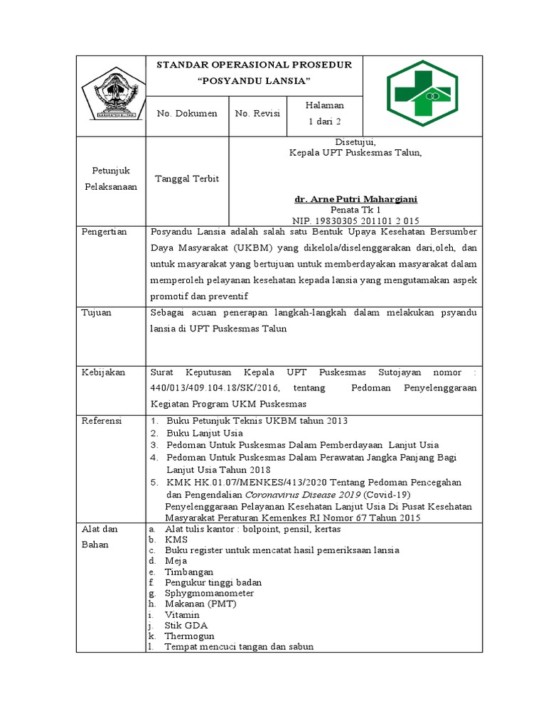 Sop Posyandu Lansia | PDF