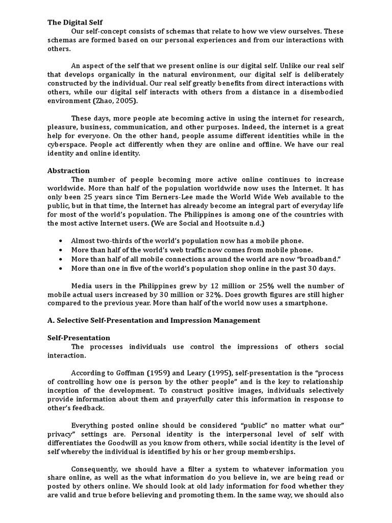 Understanding The Self - The Digital Self | PDF | Online And Offline ...