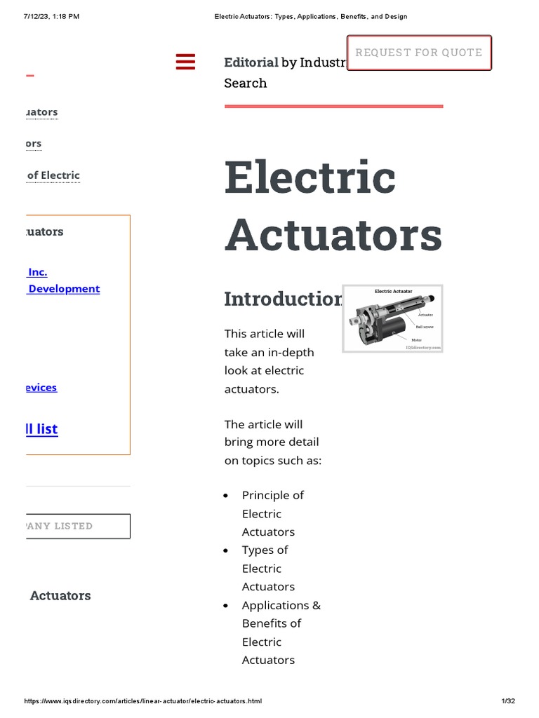 Electric Actuators: Types and Benefits | PDF | Electric Motor | Actuator