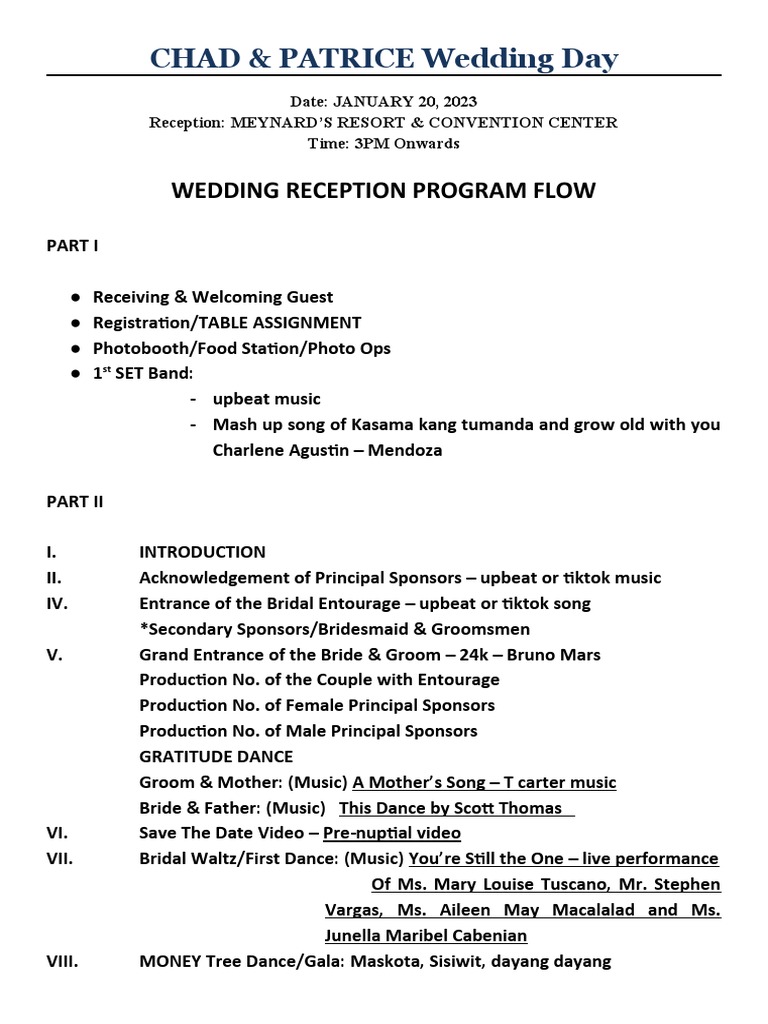 Wedding Program Flow 9.32.12 AM 9.32.12 AM Copy 1 | PDF | Bridesmaid ...