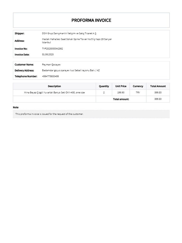 Proforma Invoice | PDF