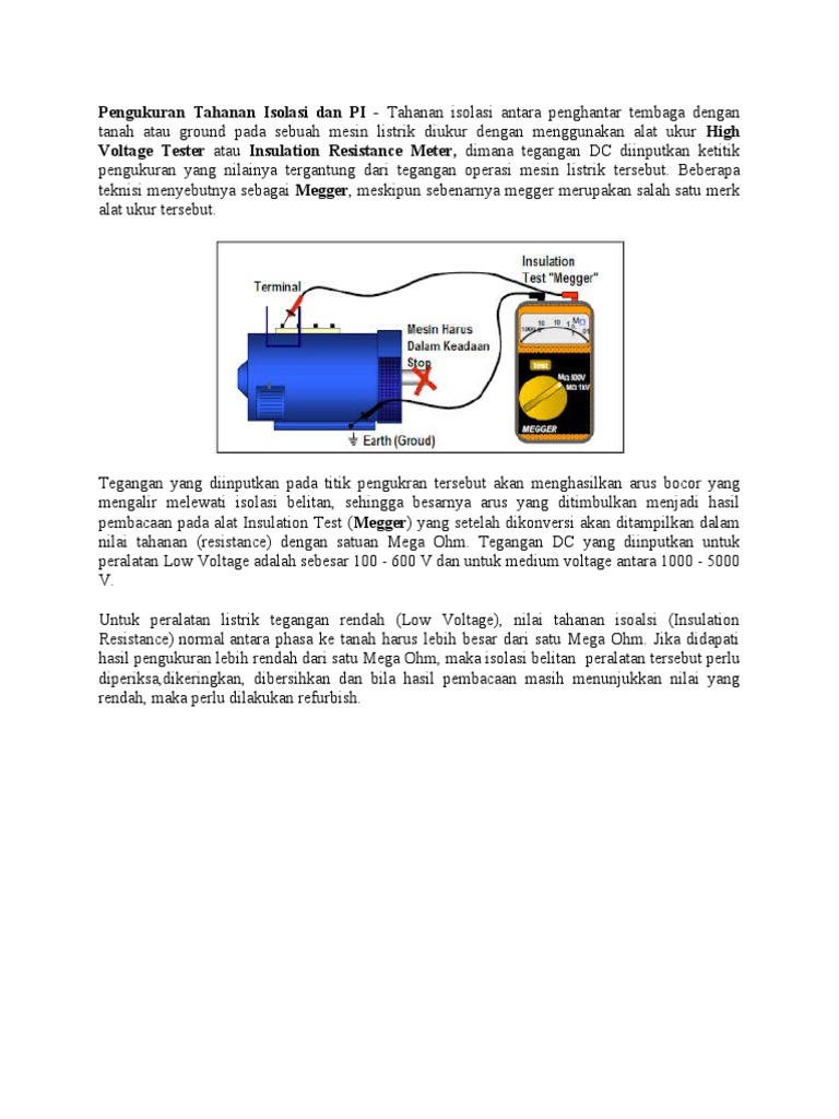 Pengukuran Tahanan Isolasi Dan PI | PDF