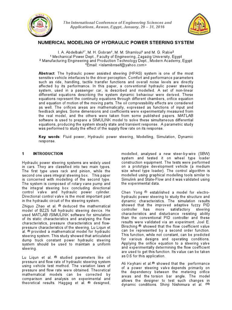 68 - Numerical Modeling of Hydraulic Power Steering System | PDF ...