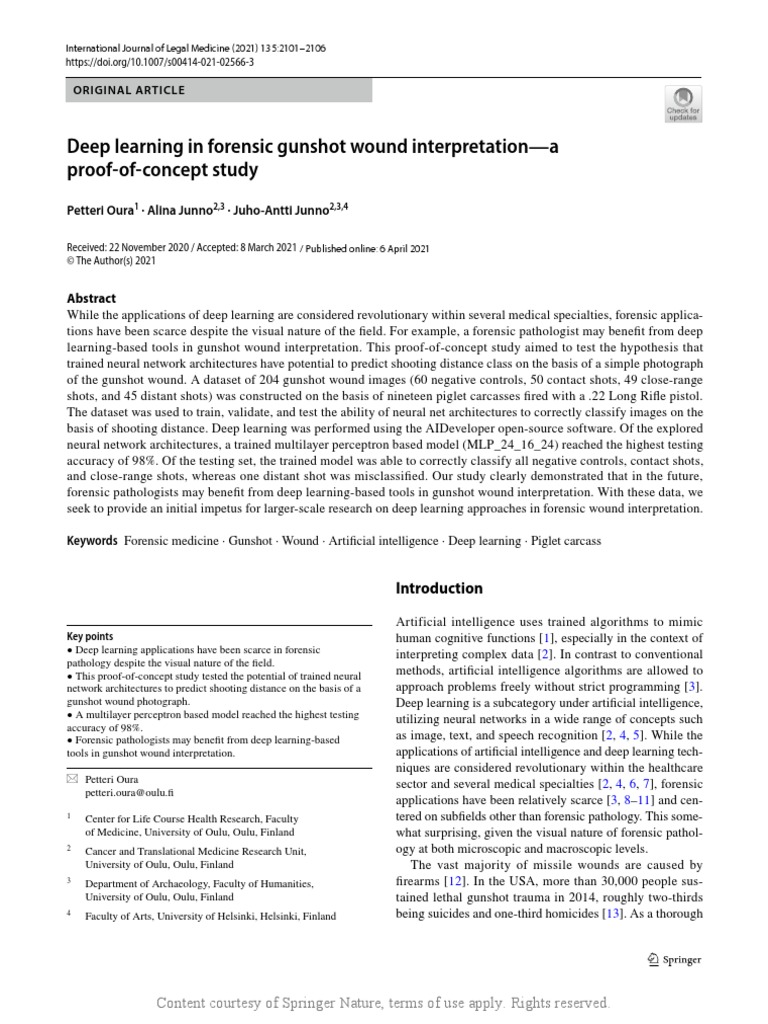 Deep Learning In Forensic Gunshot Wound Interpreta Pdf Deep