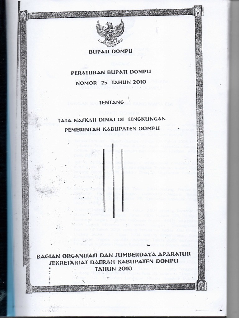 Perbup No 25 Tahun 2010 Tentang Tata Naskah Dinas | PDF