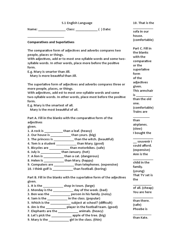 Comparatives and Superlatives Guide | PDF | Adjective | Word