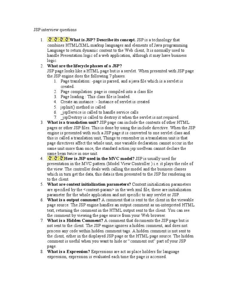 Jsp Interview Questions Pdf Java Server Pages Java Servlet