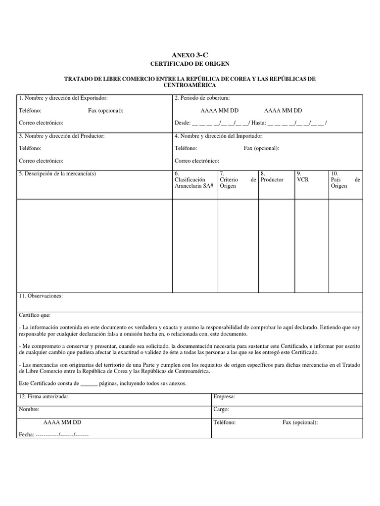 Formato CO-TLC-Corea Del Sur-CA | PDF