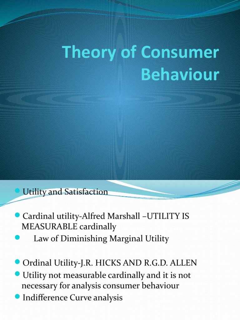 Theory of Consumer Behaviuor | PDF | Utility | Economic Equilibrium