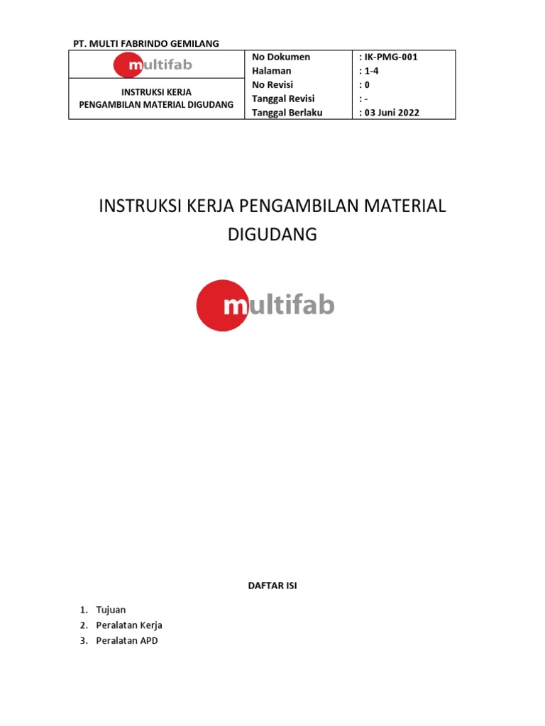 Instruksi Pengambilan Material | PDF