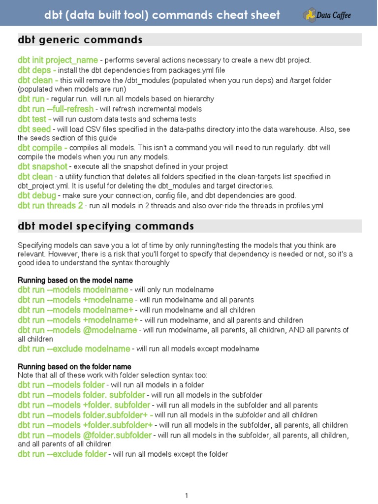 DBT - Commands | PDF | Directory (Computing) | Computer File