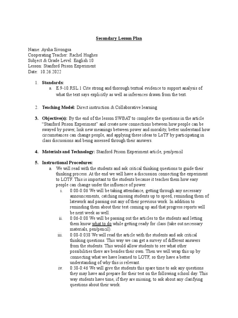LP 5 | PDF | Experiment | Lesson Plan