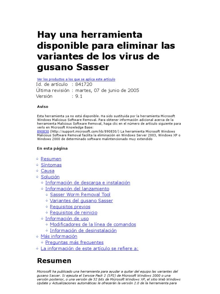 Sobre El Virus Sasser | PDF | Windows 2000 | Windows XP