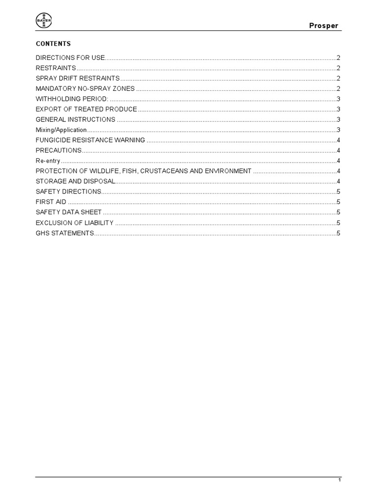 Prosper 500 EC Product Label | Download Free PDF | Fungicide | Grape