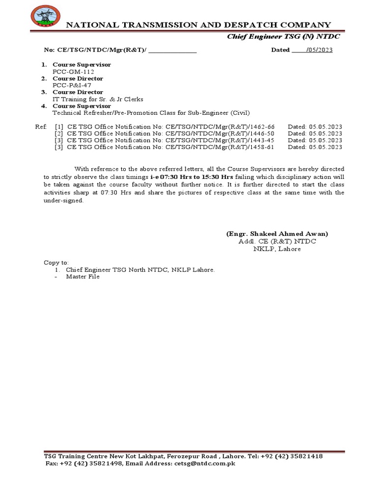 Letter To Course Supervisors | PDF