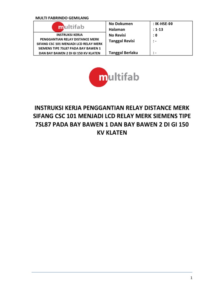 IK - Penggantian Relay Dan TP | PDF