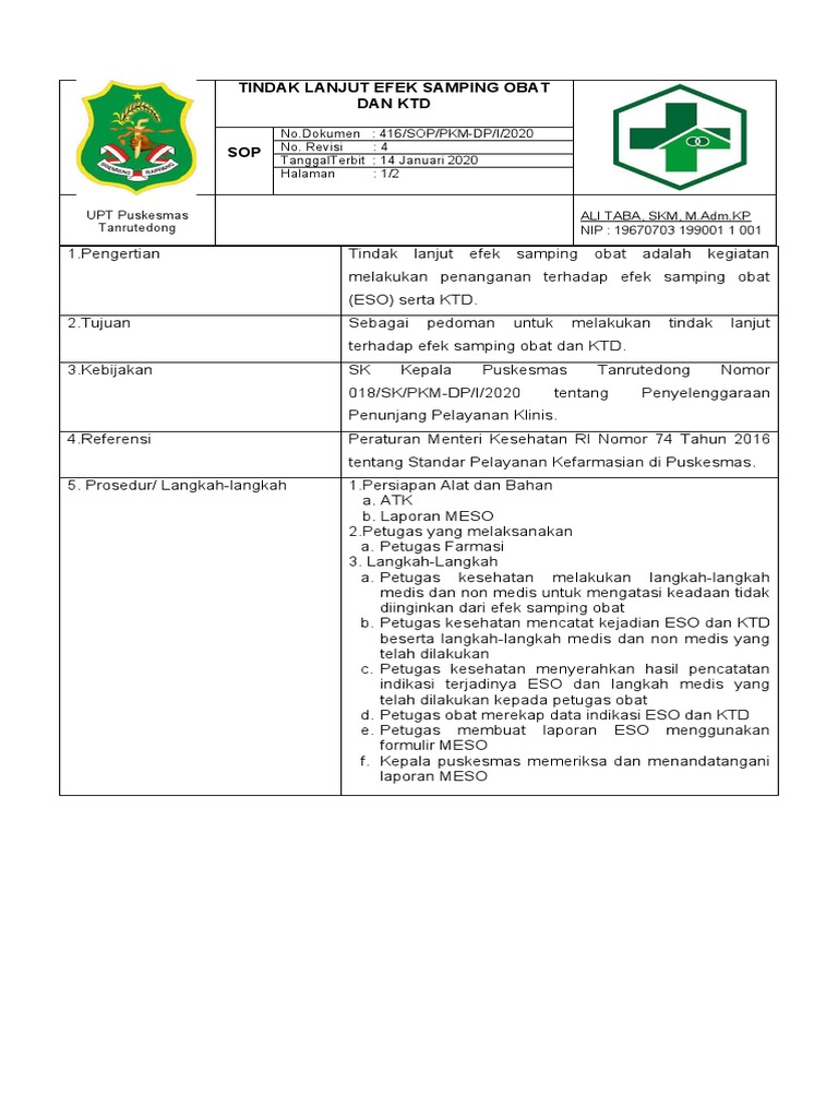8.2.4. (4) Sop Tindak Lanjut Meso | PDF