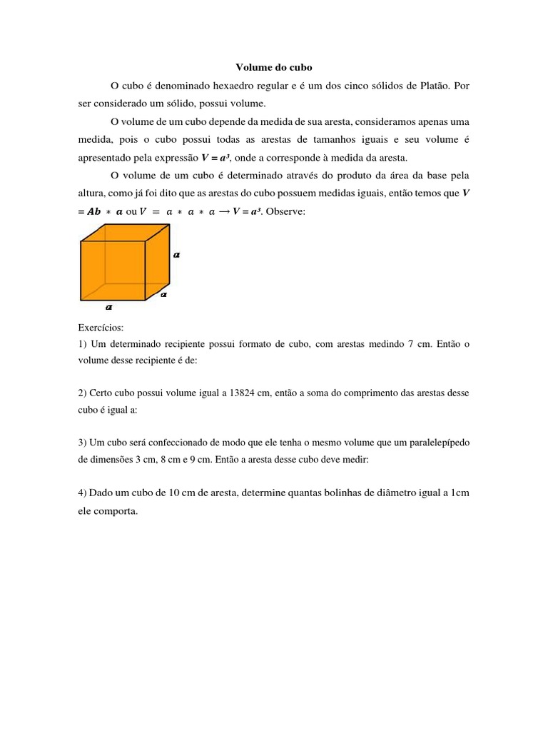 Volume Do Cubo | PDF