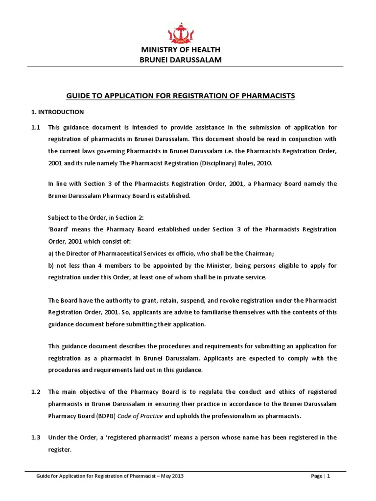 Guide To Application For Registration of Pharmacists | PDF | Pharmacist ...