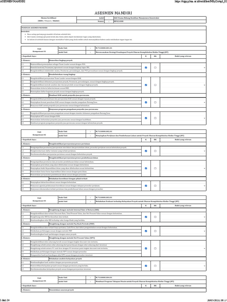 Asesmen Mandiri MK | PDF