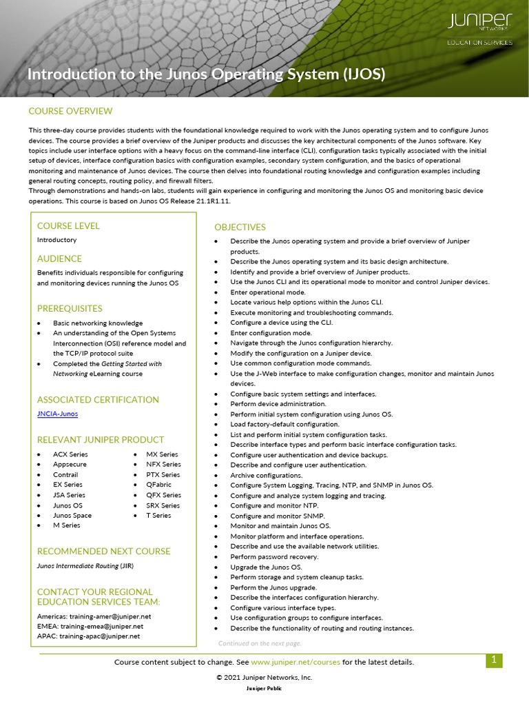 Introduction To The Junos Operating System (IJOS) | PDF | I Pv6 | Command Line Interface