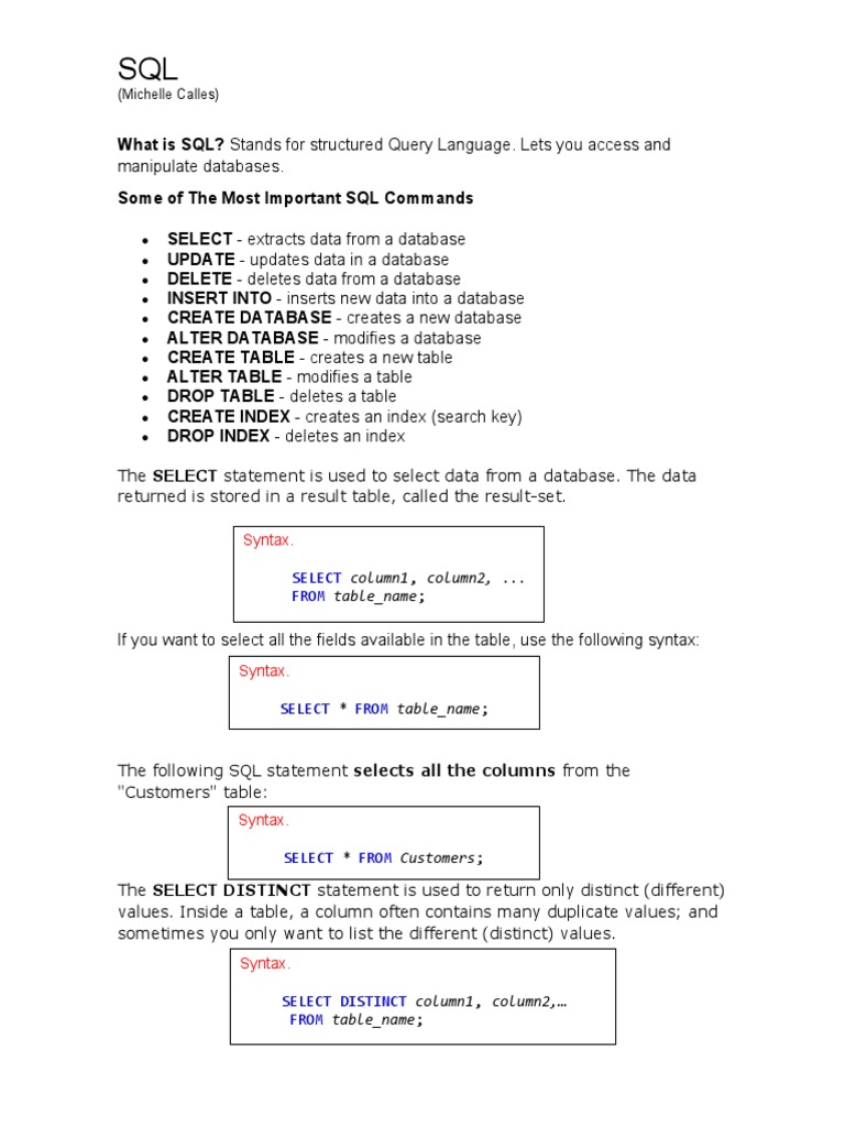 Manual de SQL | PDF | Relational Database | Database Index