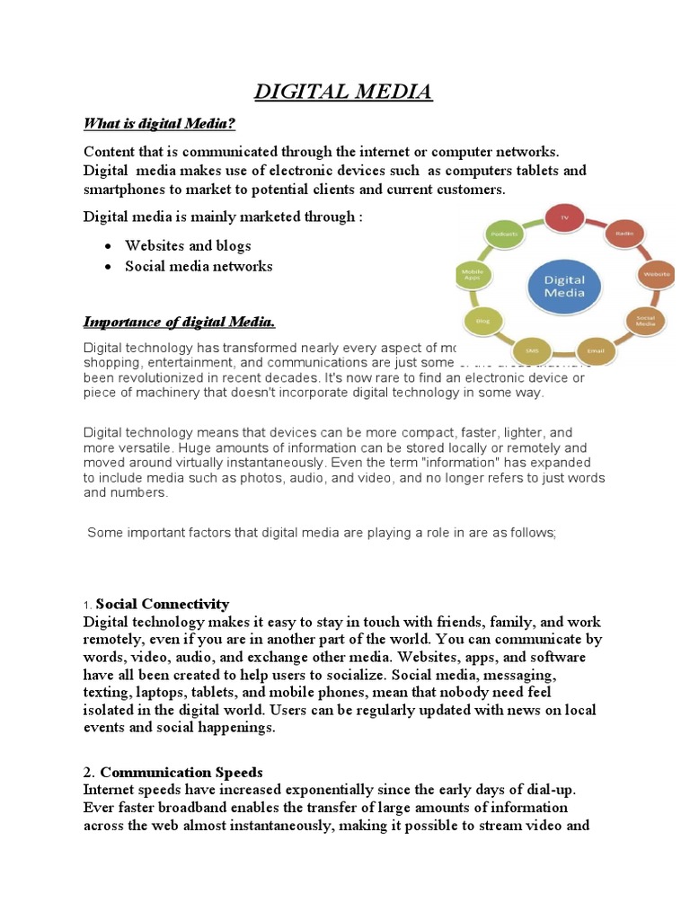 Importance and Benefits of Digital Media | PDF | Media (Communication ...