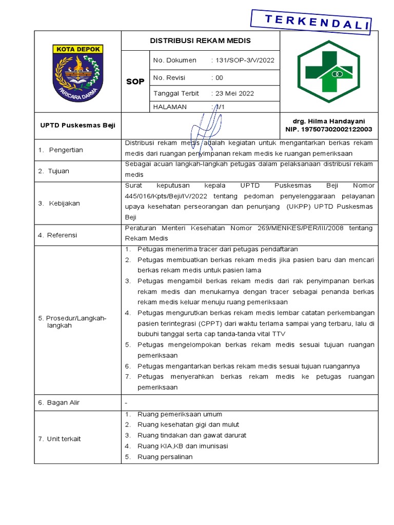 131 SOP DISTRIBUSI REKAM MEDIS.docx | PDF