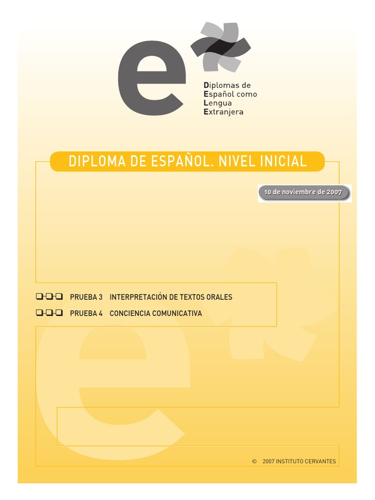 Diploma de Español. Nivel Inicial: Prueba 3 Interpretación de Textos ...