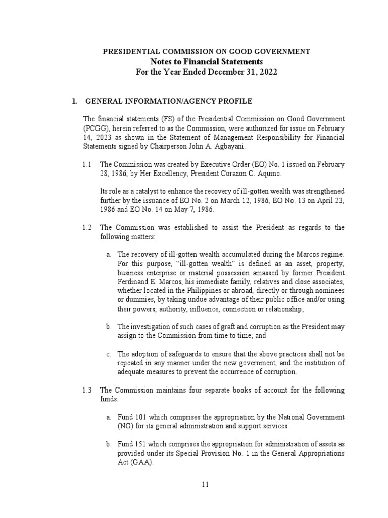 COA AAR 2022 - PCGG - Notes To Financial Statement | PDF | Intangible ...