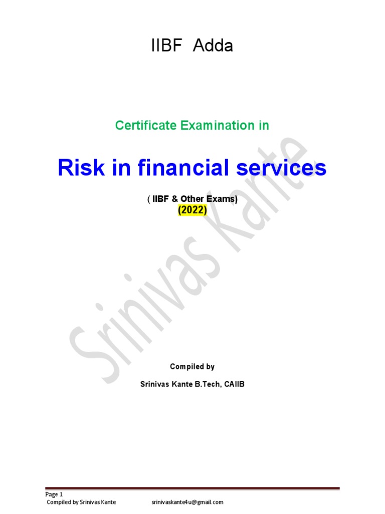 Risk in Financial Services | PDF | Risk Management | Risk