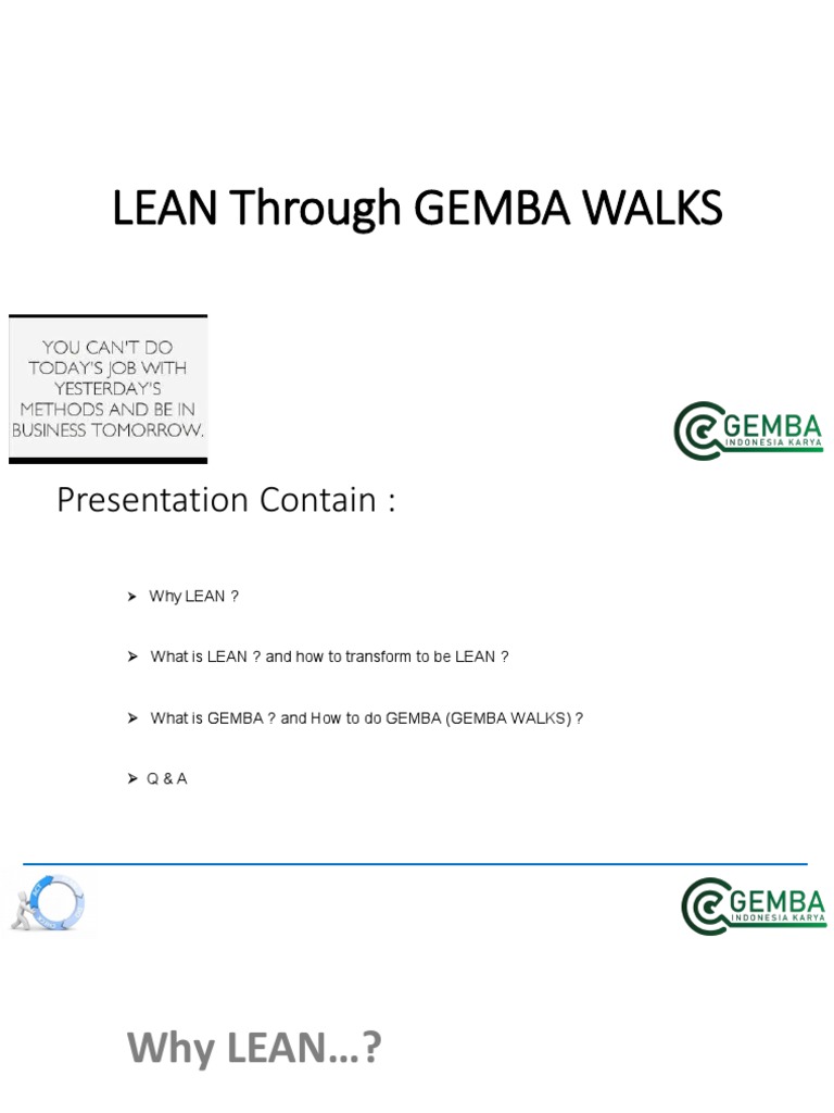 LEAN Through GEMBA WALKS | PDF